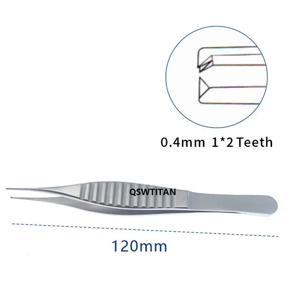Хирургический пинцет 0.4mm 1*2 Teeth 120mm