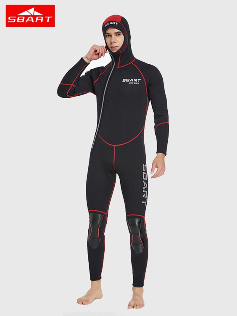 Мужской гидрокостюм 3 мм с капюшоном, на флисовой подкладке, теплый зимний рыболовный костюм.