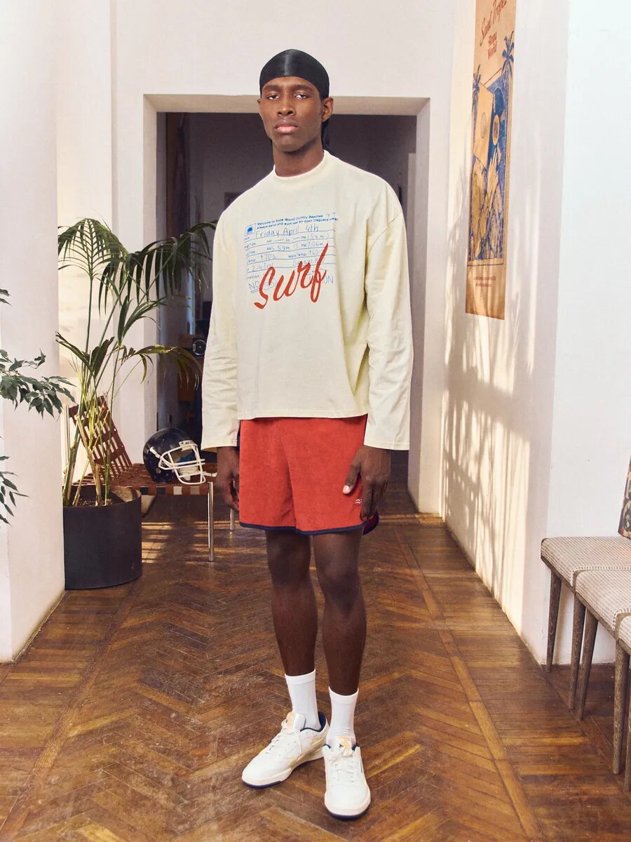 Лонгслив Кроп Молочный "Surf"