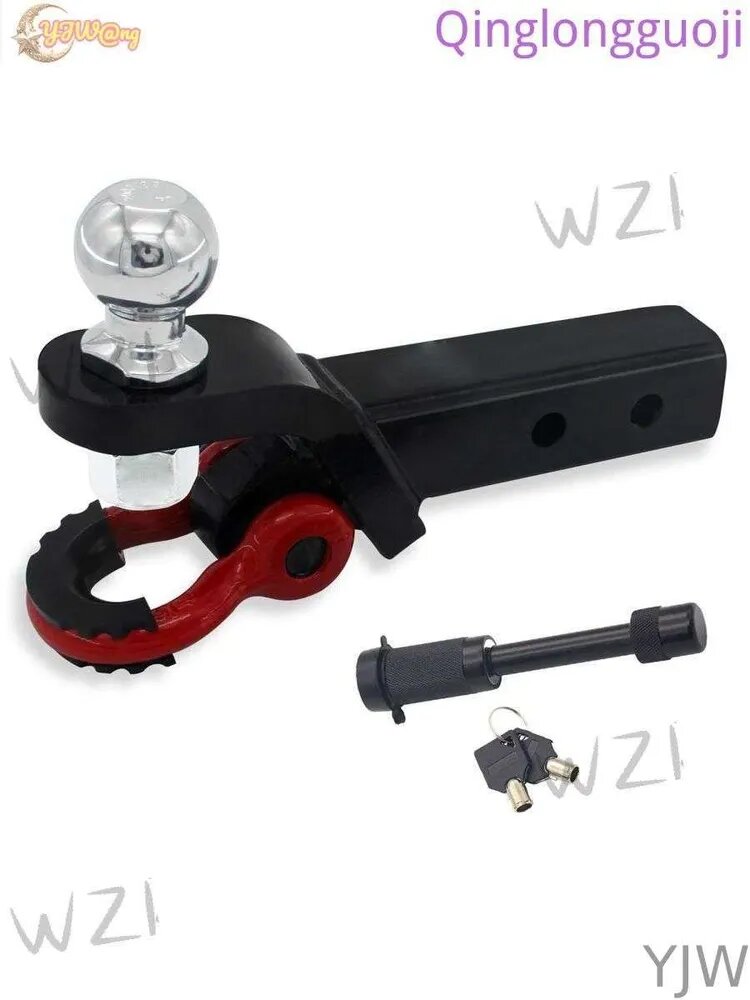 Фаркоп S-YJW для буксировки, черный цвет, с шаровым узлом 2 дюйма, вставка в квадратное отверстие, с крюком и D-образным кольцом