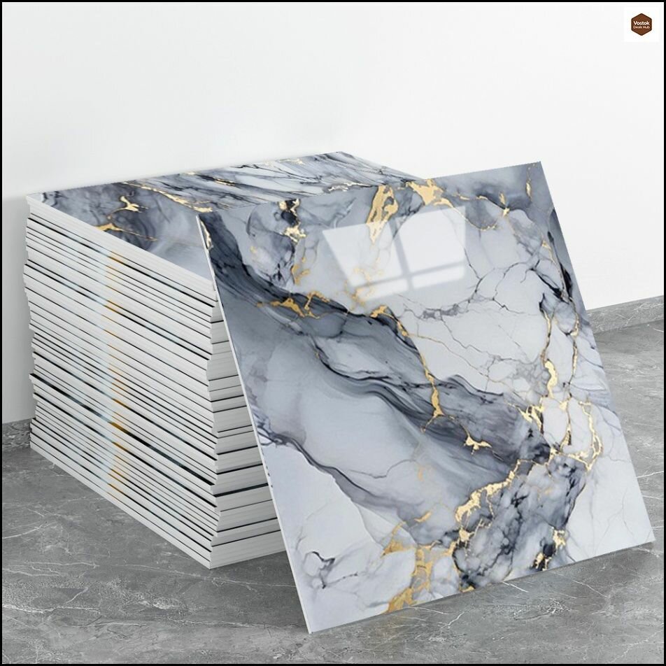 Самоклеящиеся стеновые панели под мрамор, панель ПЭТ, огнестойкие водостойкие и быстрый монтаж, для кухни, ванной, акцентных стен