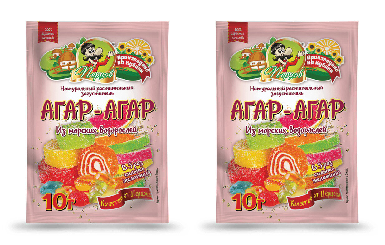 Агар-агар "Перцов" 10 грамм / Загуститель пищевой "Перцов" 10 грамм / 2 пачки