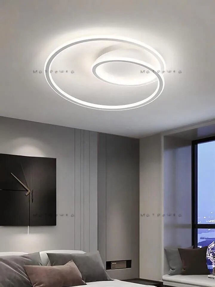 Люстра LED 100 Вт круглая потолочная светодиодная для гостиной спальни белая акрил 50 см — фото 1