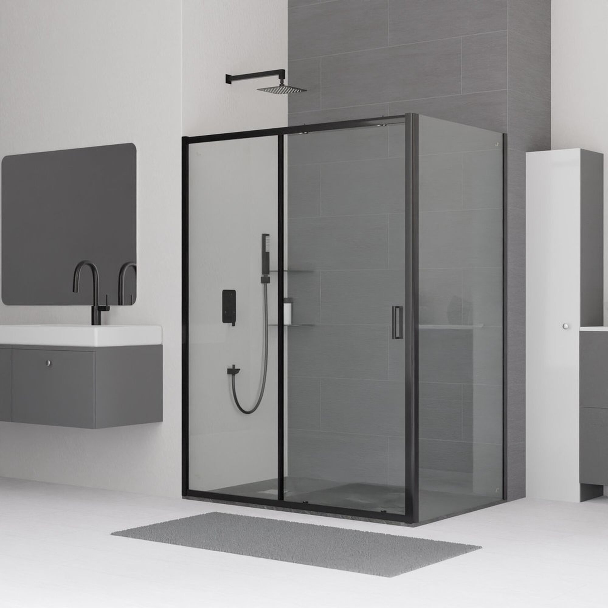 Душевой уголок RGW Easy Clean, 110x100x185 см, черный, прозрачное стекло