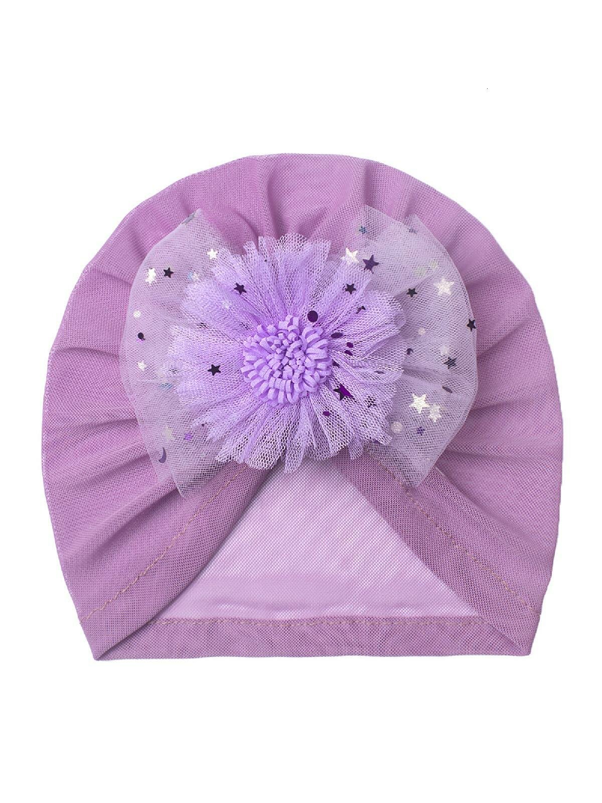 Тюрбан-шапочка с бантом для детей 0–36 месяцев, Фиолетовый