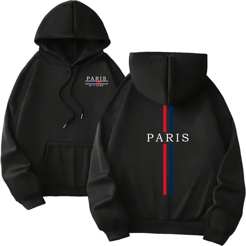 Черная мужская толстовка с капюшоном Paris, 4XL