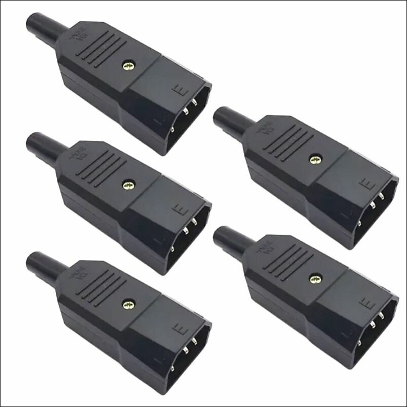 Набор из 5 шт. IEC 320 Разъемы питания C14 штекер/C13 гнездо адаптер для бытовой и офисной техники
