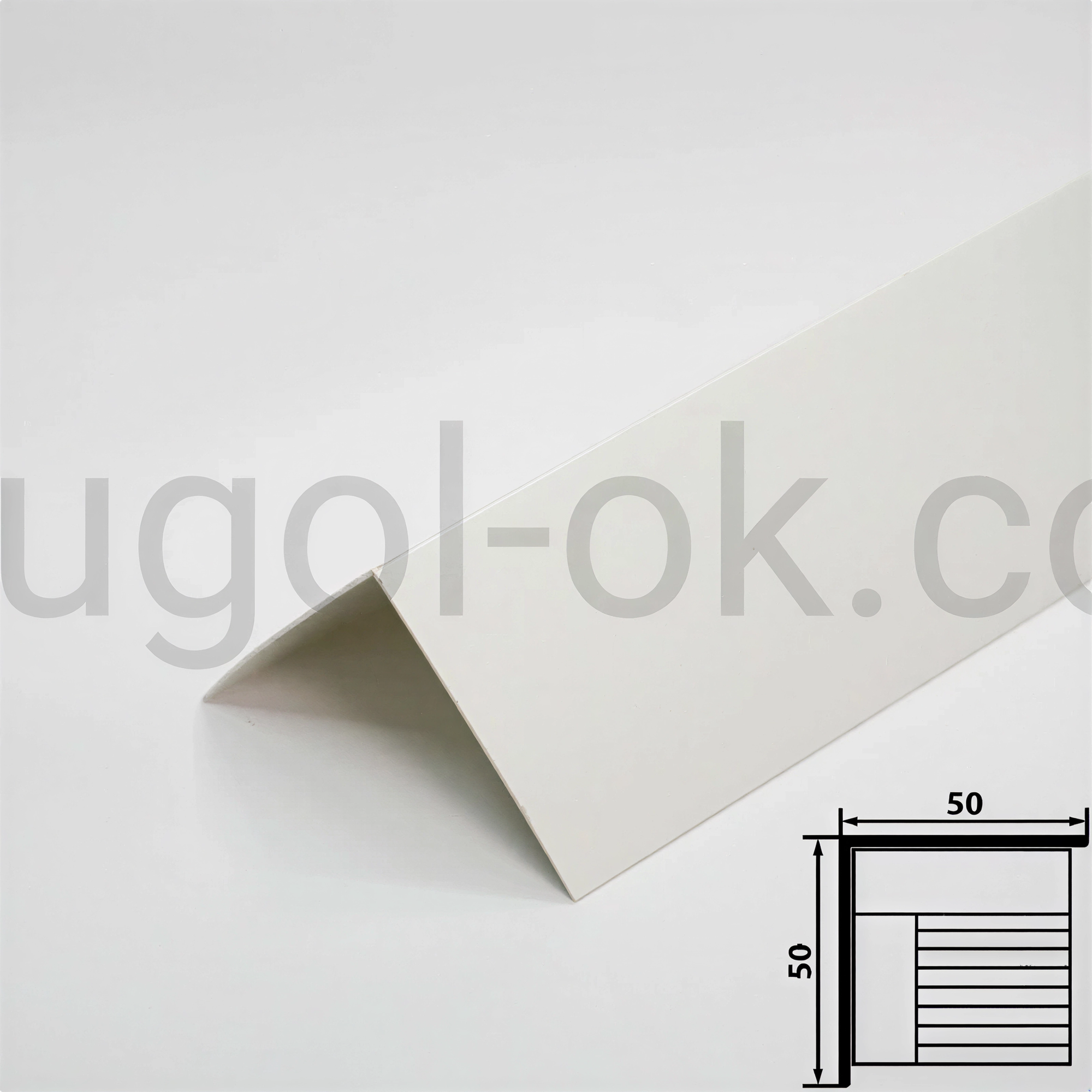 Уголок отделочный IDEAL, ПВХ, 50*50*0,8 мм, белый, длина 2,7 м