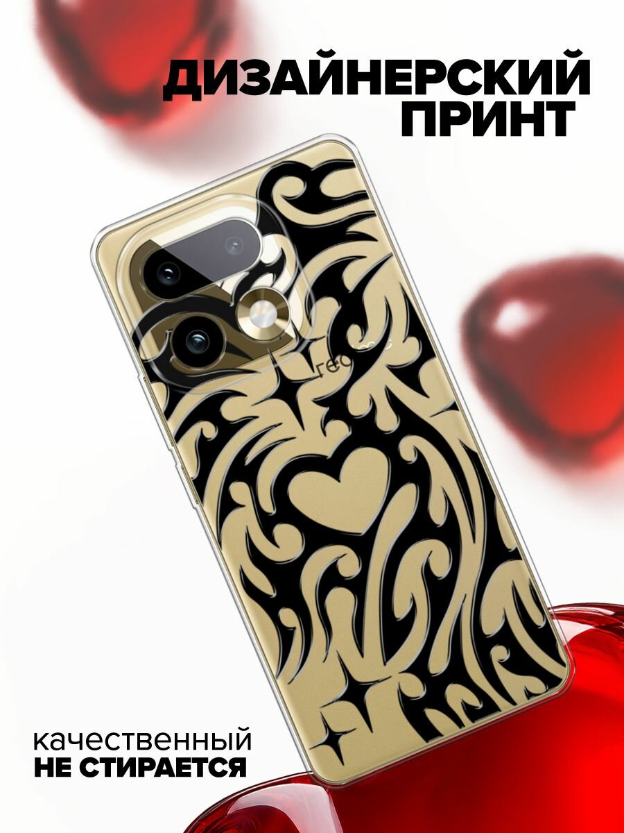 Силиконовый чехол на Realme 16 Pro+ / Реалми 16 Про+ с принтом Тату сердце 2 — фото 1