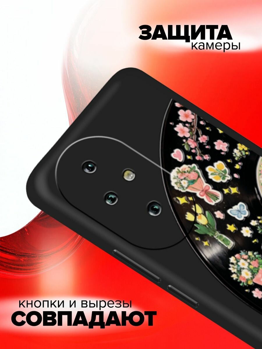 Чехол на Honor 200 Pro / Хонор 200 Про с принтом "Виниловая пластинка с наклейками" — фото 1