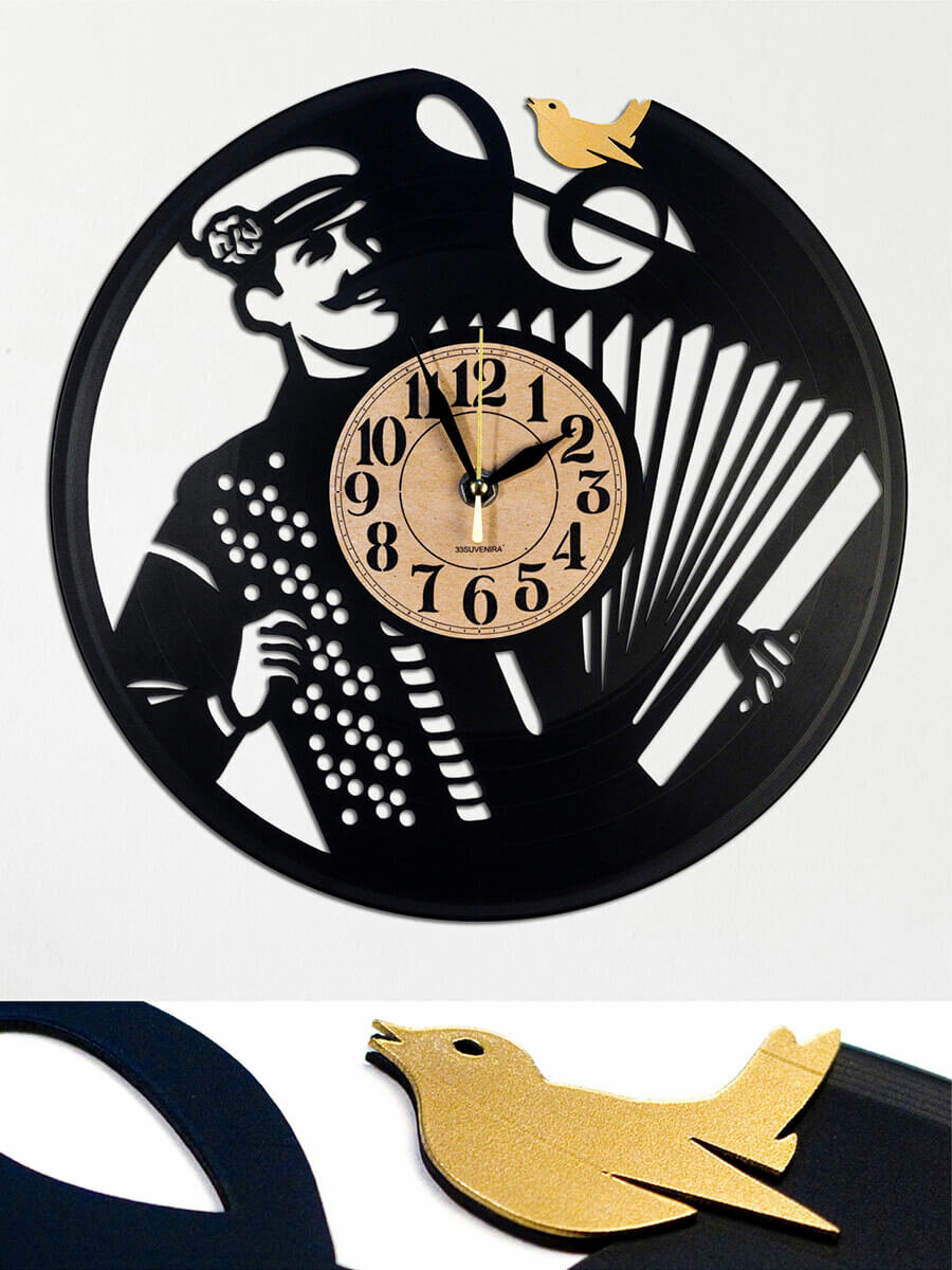 Часы настенные "Баян", виниловая пластинка, матовая поверхность, 30 см