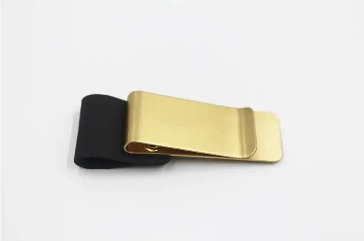 Держатель для денег кожаный, металлический Brass Black