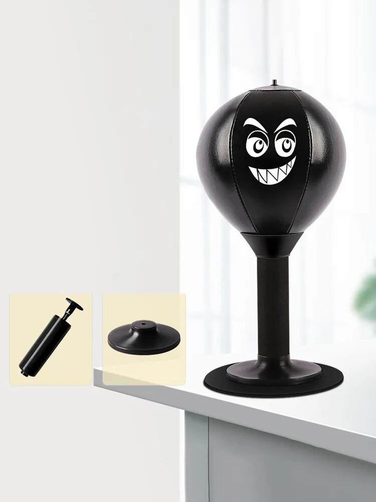 Настольная боксерская груша для снятия стресса из искусственной кожи черного цвета