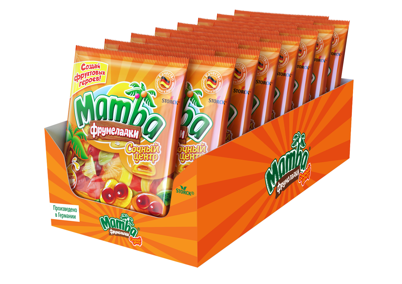 Жевательный мармелад Mamba Фрумеладки Сочный центр, 140 г (14 штук в блоке)