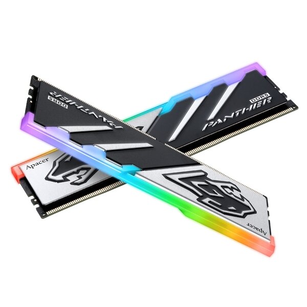 Оперативная память Apacer Panther RGB, DDR5, 32GB (2x16GB), 6000 MHz, CL40, с радиатором, черно-серый, RGB