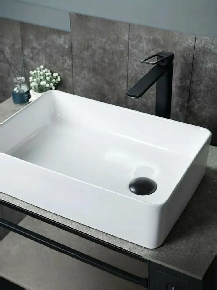 Керамическая раковина для балкона с боковым сливом, смещенным отверстием, под стиральную машину, Квартира/Отель/Ванная комната