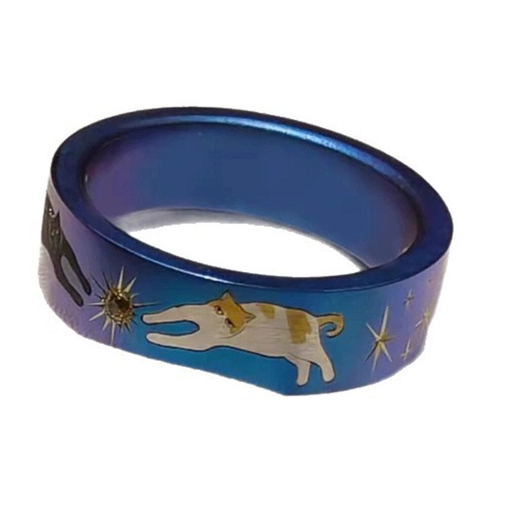 Симпатичные мультяшные кошки, прыгающие кольца из мерцающего синего сплава для женщин и девочек, подарок