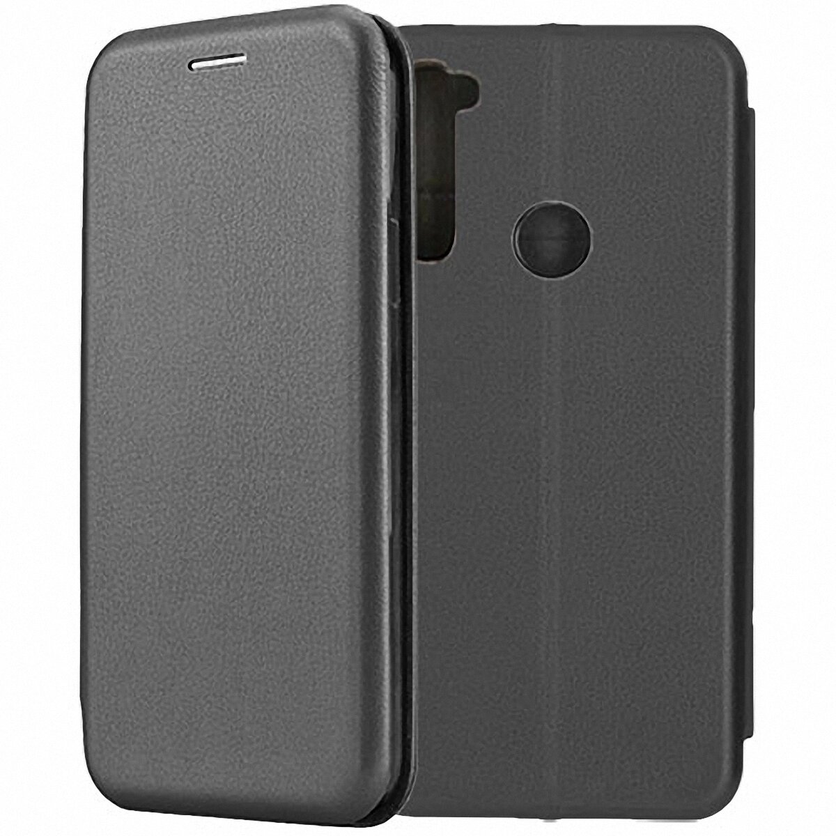 Чехол-книжка для Redmi Note 8 черный / подставка, отделение для карт