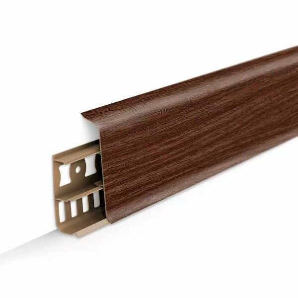 Плинтус напольный пластиковый ПВХ, Орех коричневый 55 мм, влагостойкий 2200 мм -1 шт