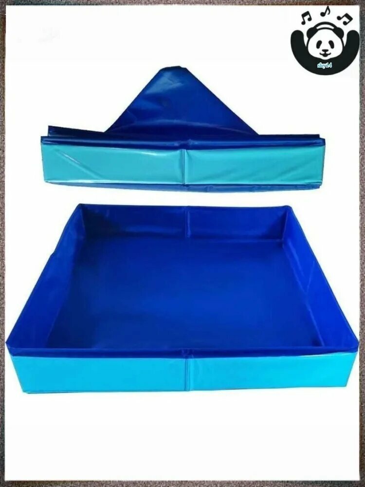 Складная песочница для кинетического песка LIN 50x50 см, синяя, для творчества дома и развития мелкой моторики, чистая игровая зона без грязи