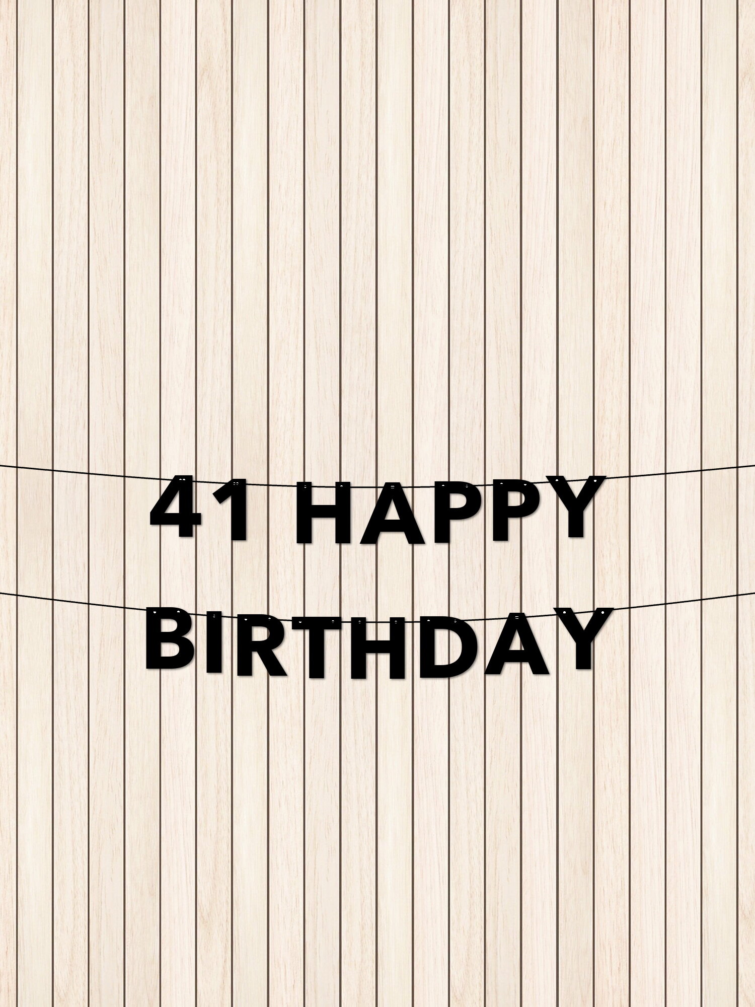 Гирлянда на стену '41 Happy Birthday' - Интерьерная гирлянда для дома, стильный декор для праздников и фотосессий, высота букв 10 см, толщина букв 1 мм.