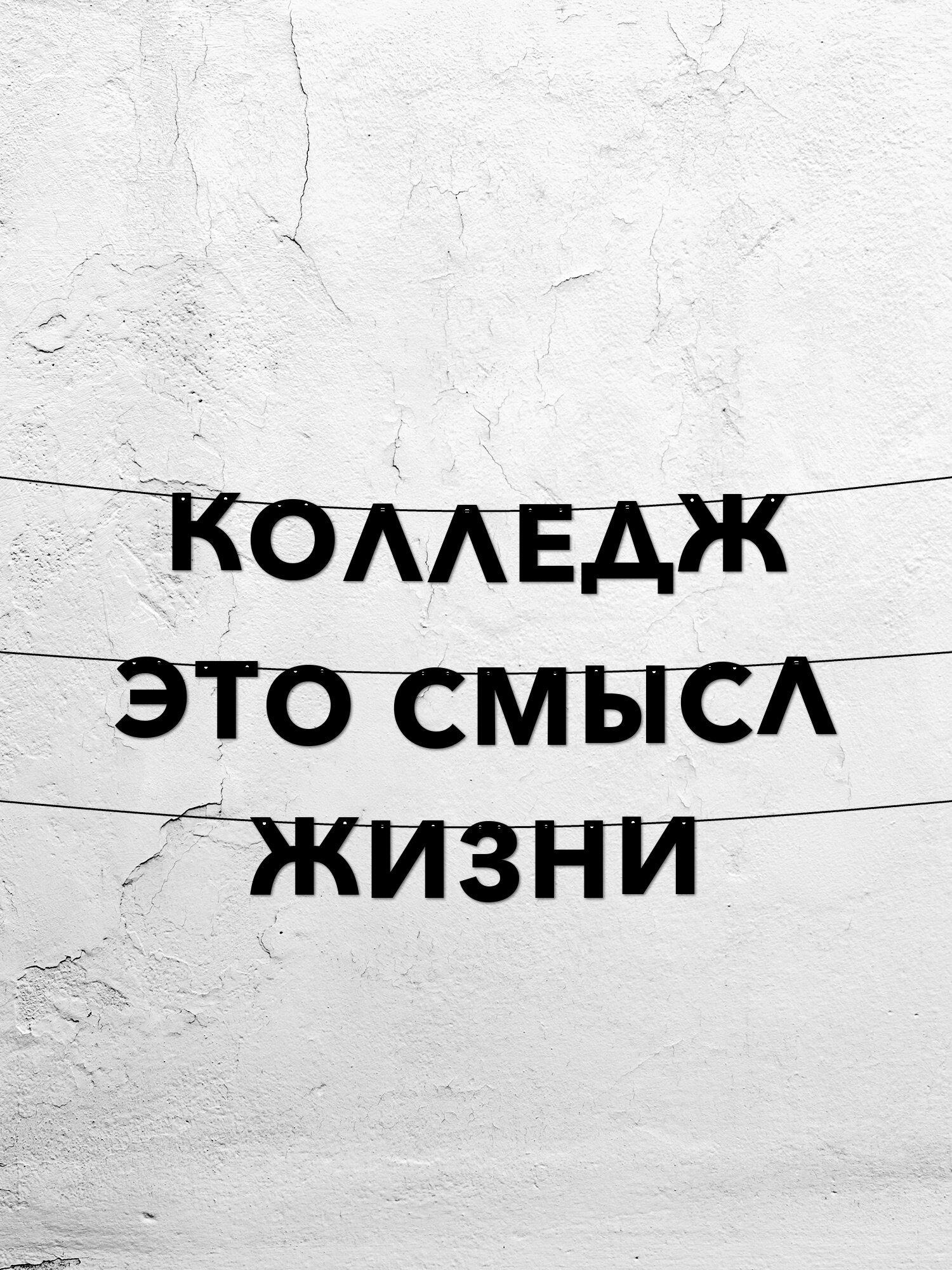 Гирлянда-растяжка для украшения интерьера колледж это смысл жизни - идеальный декор для комнаты, высота букв 10 см, толщина букв 1 мм, долговечный материал