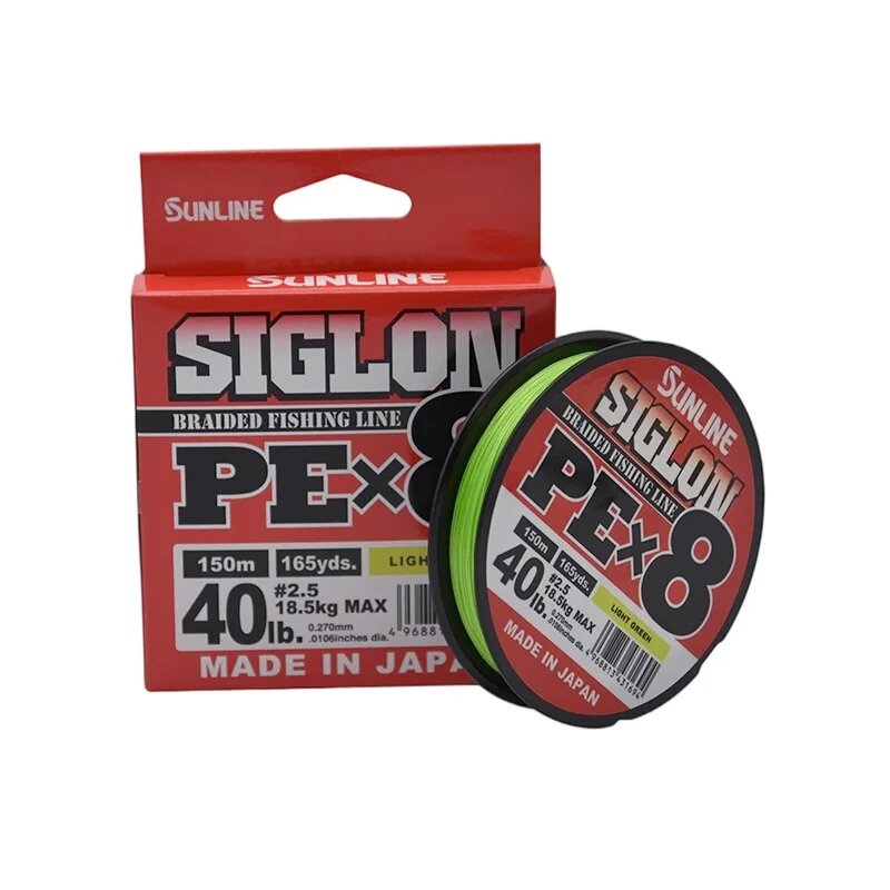 SUNLINE SIGLON X8 плетенная леска 8 нитей 300м многоцветный 5LB-130LB 0.8, 150M-Green