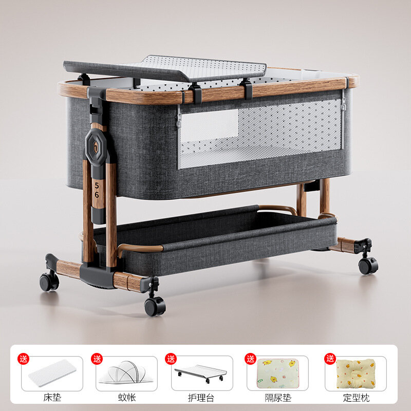 Детская кроватка, передвижная детская кровать, многофункциональная приставная кровать, люлька, складная и портативная для новорожденных, подходит для домашнего использования.