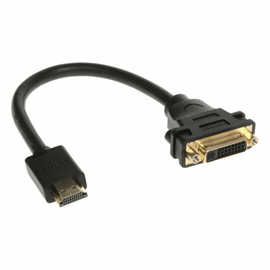 Кабель-адаптер Ugreen HDMI - DVI Female, 0,22м, черный(20136)