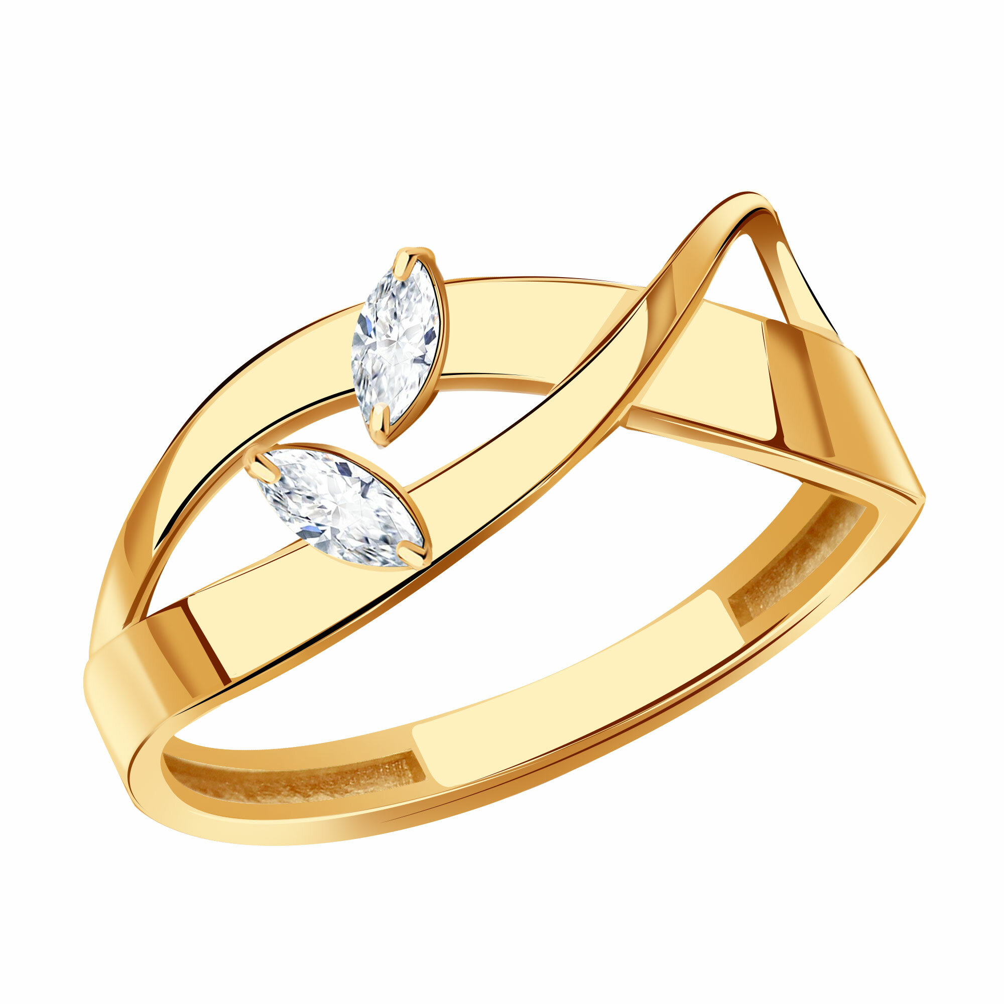 Кольцо Diamant online, красное золото, 585 проба, фианит