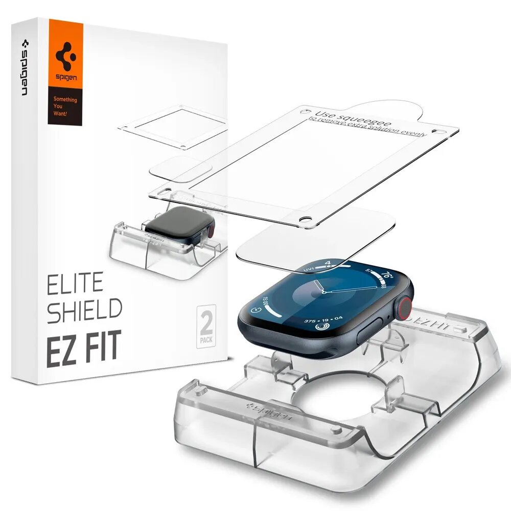 Spigen Защитное стекло GlasTR EZ FIT для Apple Watch Series 9/8/7 (45mm) 2 шт. 9H