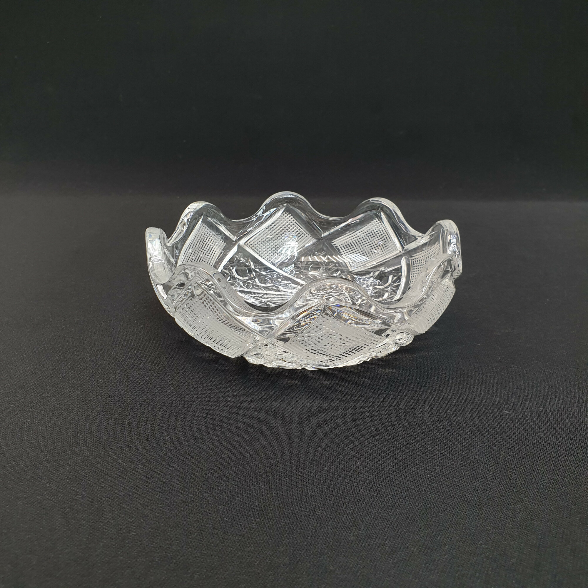 Винтажная ваза конфетница, хрусталь 13 см, СССР