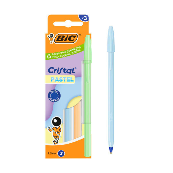 Шариковая ручка BIC CRISTAL Пастель синяя уп. 3 шт.