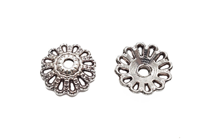 Обниматель для бусины 12х3мм, отверстие 2мм, цвет античное серебро, сплав металлов, 02-018, 10шт