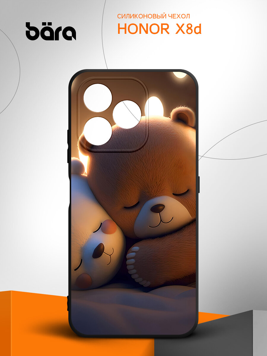 Чехол на Honor X8d/ Хонор Х8д накладка, защитный, силиконовый, черный, с принтом