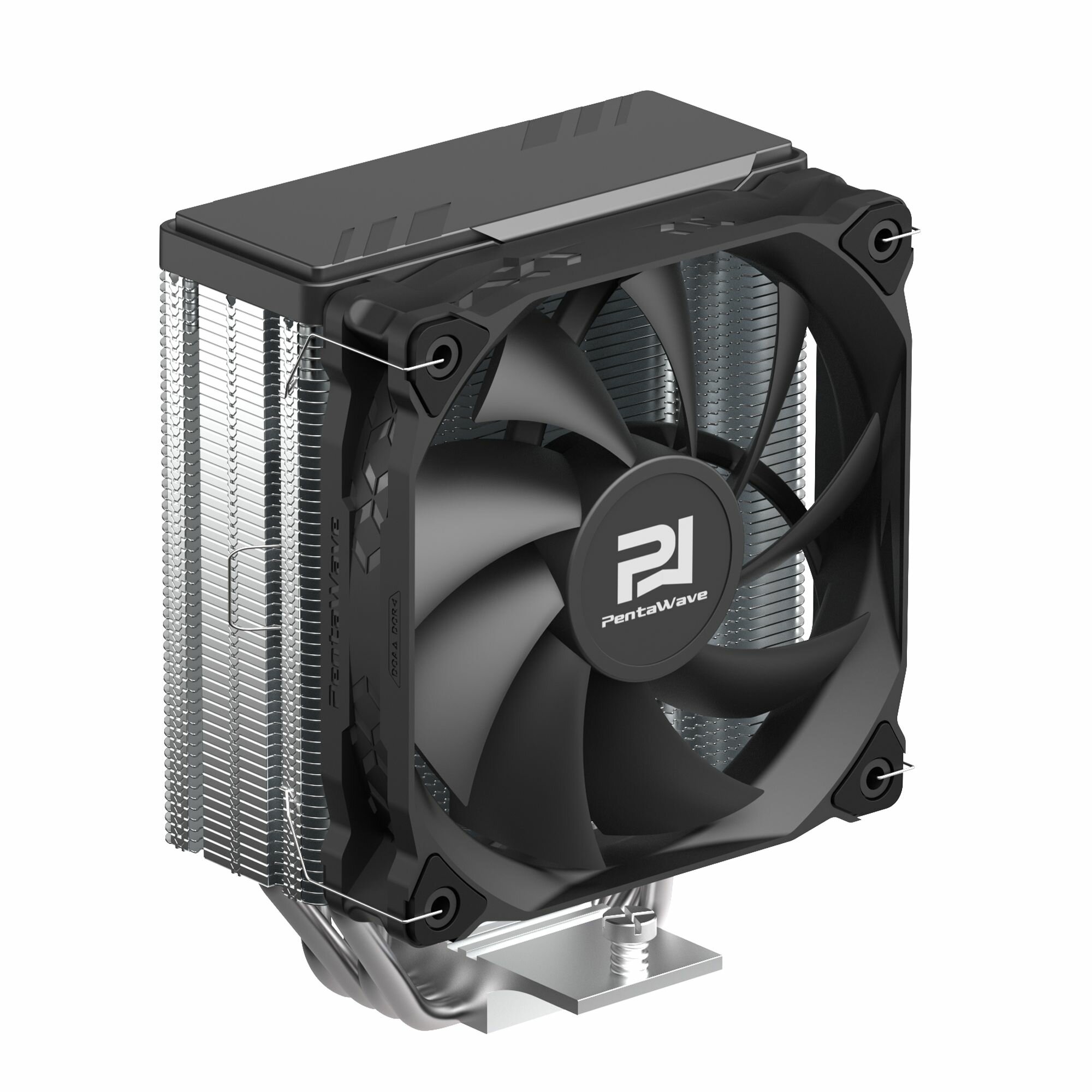 Кулер для процессора PentaWave PC-Z04E SRB LGA115X/1200/1700/AM4/AM5 (TDP 220W, 1*120mm PWM Fan, 4 тепловые трубки 6мм, 600-1850RPM, 12-32,6dBa)