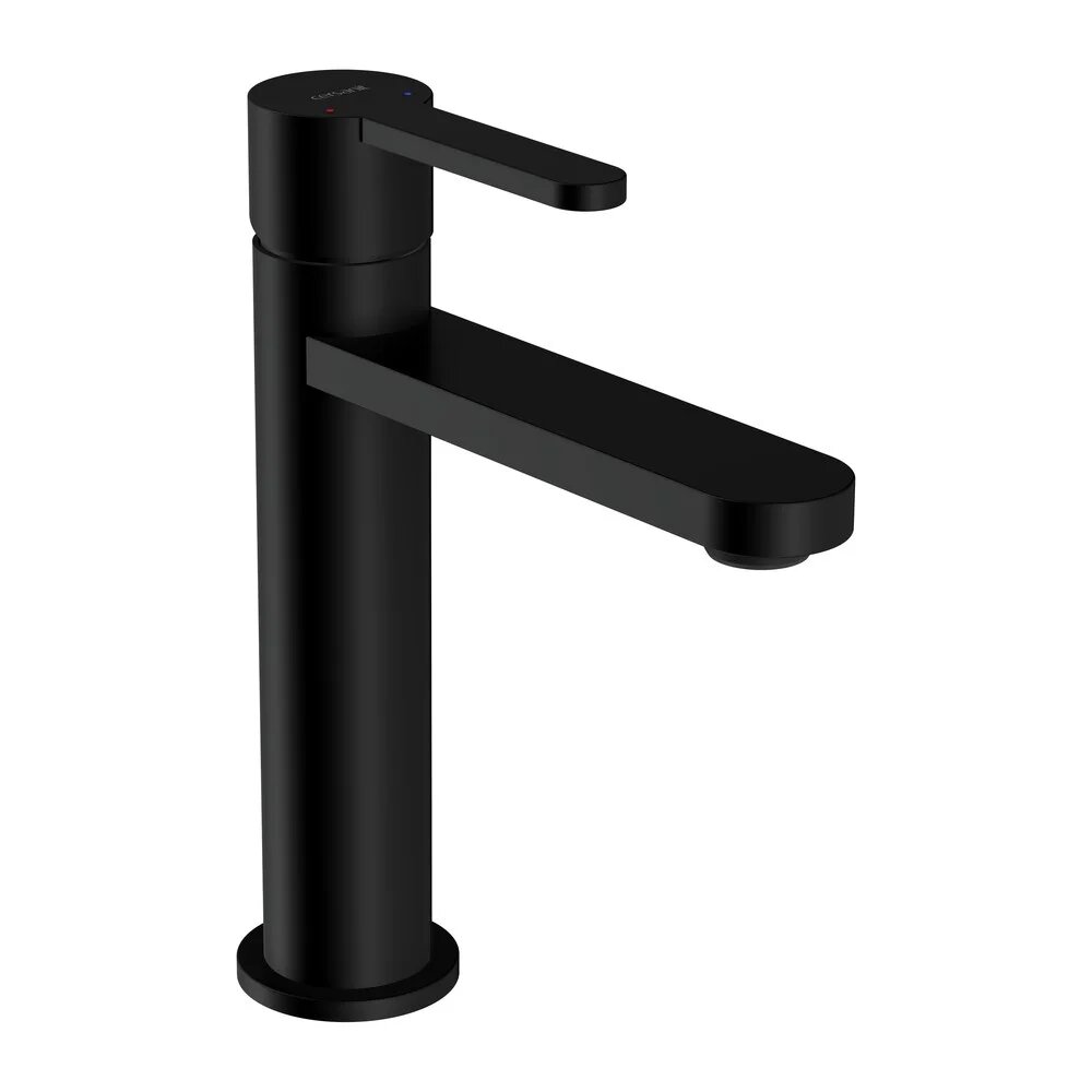 Смеситель для раковины Cersanit Олива (Oliva) 68960 черный, матовый, кран для ванной в раковину, из латуни, рычажный, с керамическим картриджем, с функцией экономии расхода