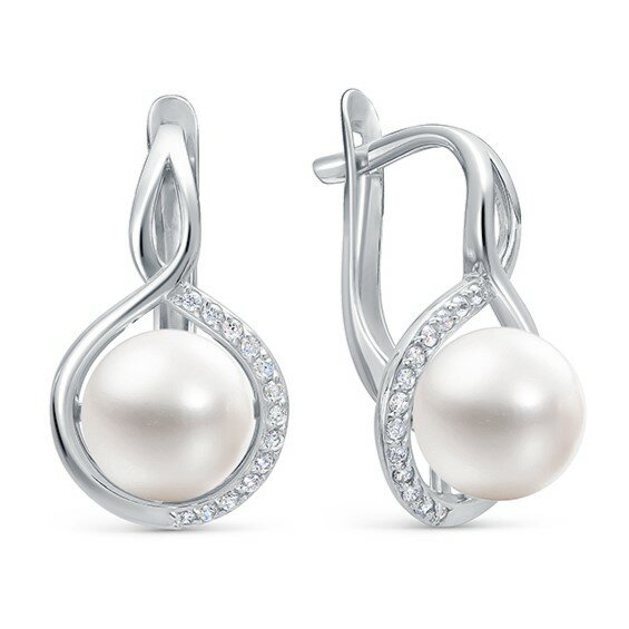 Серьги Яхонт, серебро, 925 проба, жемчуг, фианит
