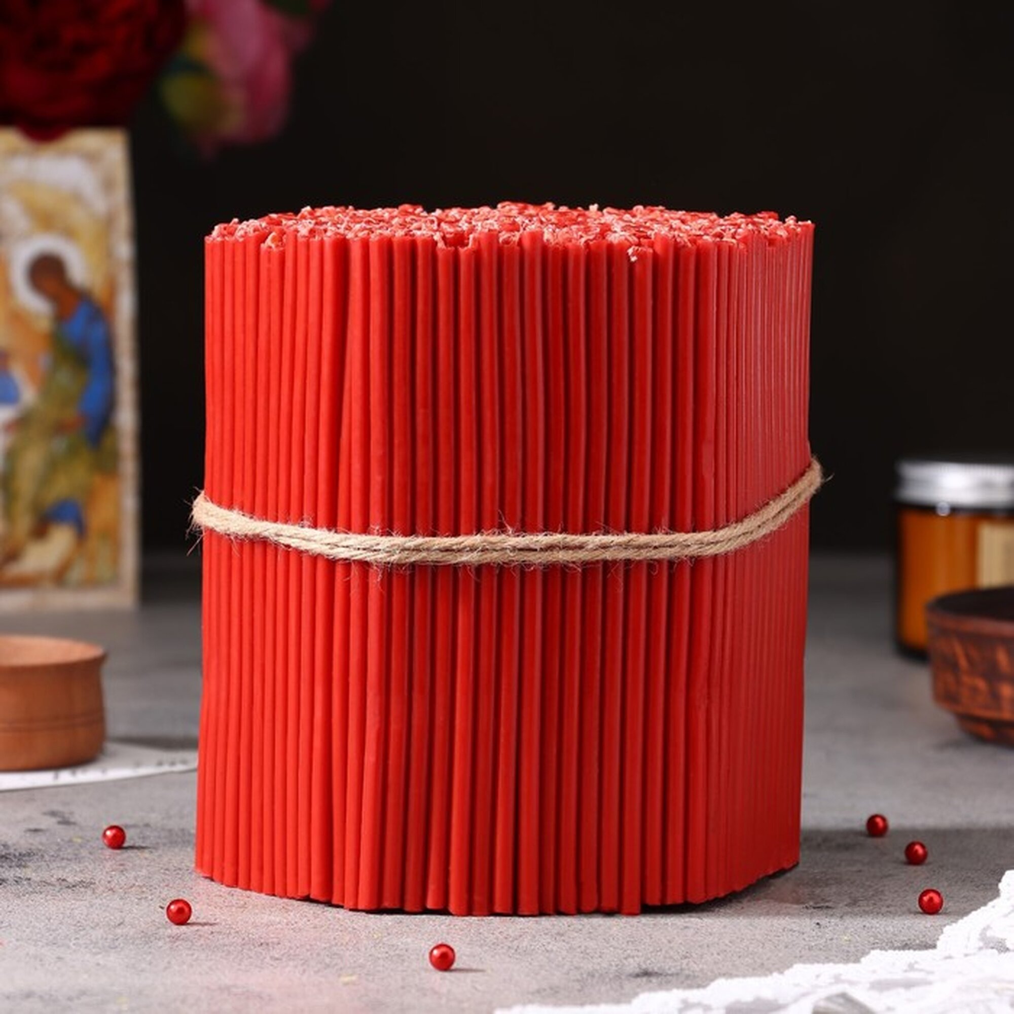 Свечи церковные Сима-ленд, цвет красный, № 120, упаковка 2 кг