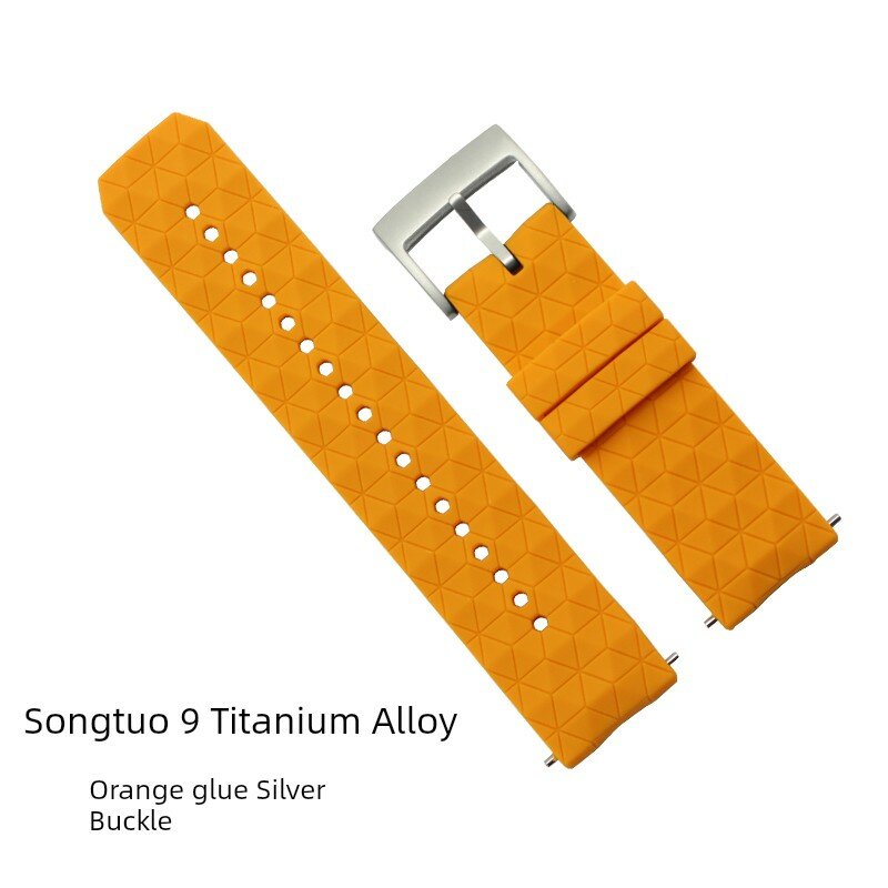 Смарт-часы Suunto 9 из титана с оранжевым резиновым ремешком и серебристым браслетом