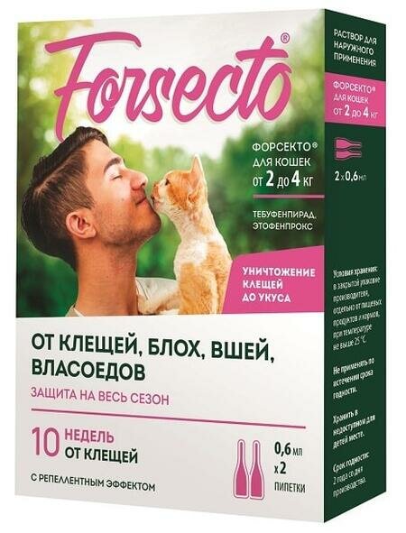Астрафарм форсекто капли на холку для кошек от 2 до 4 кг