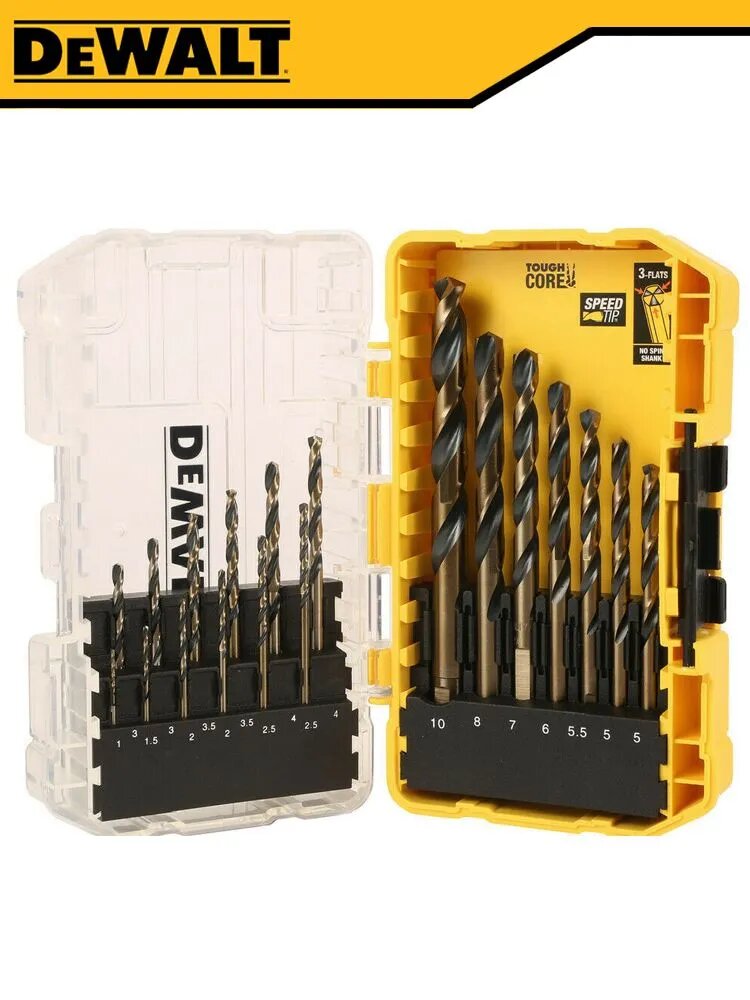 Набор сверл DEWALT DT70728 BLACK & GOLD 19 шт Противоскользящее Уменьшить поломку спиральное сверло