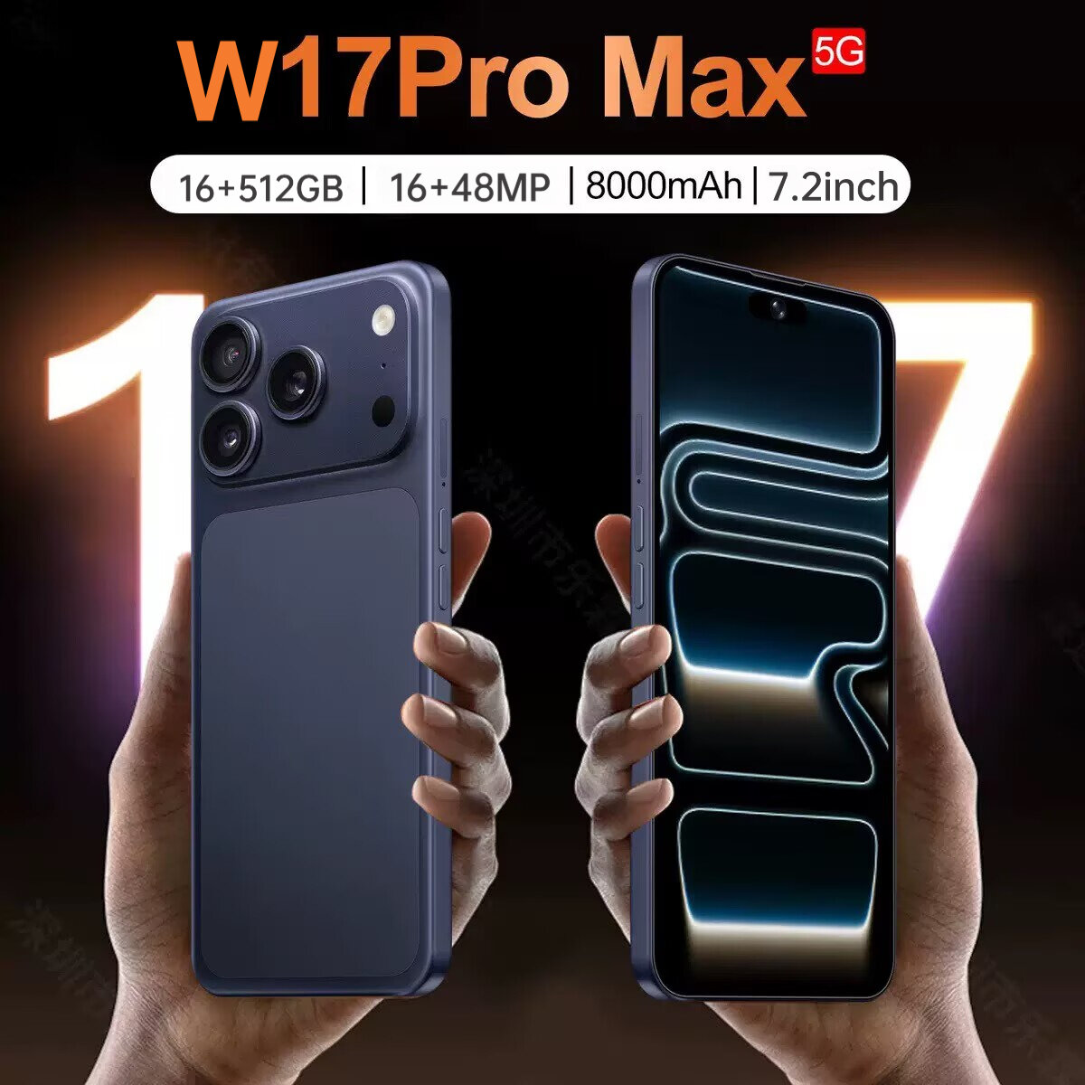 Смартфон W17 Pro Max 16 512 ГБ, двойной SIM-карты, слот для карты TF