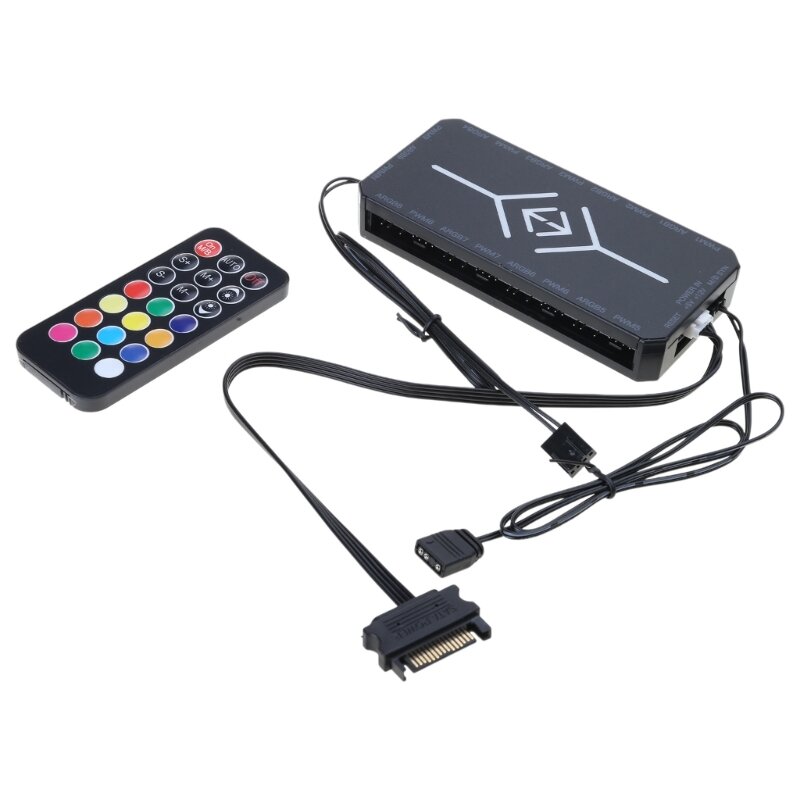 Контроллер ARGB SATA 4-контактный ШИМ 5 В 3-контактный беспроводной пульт дистанционного управления Вентилятор охлаждения Адаптер-концентратор Компьютерный корпус Вентилятор ШИМ