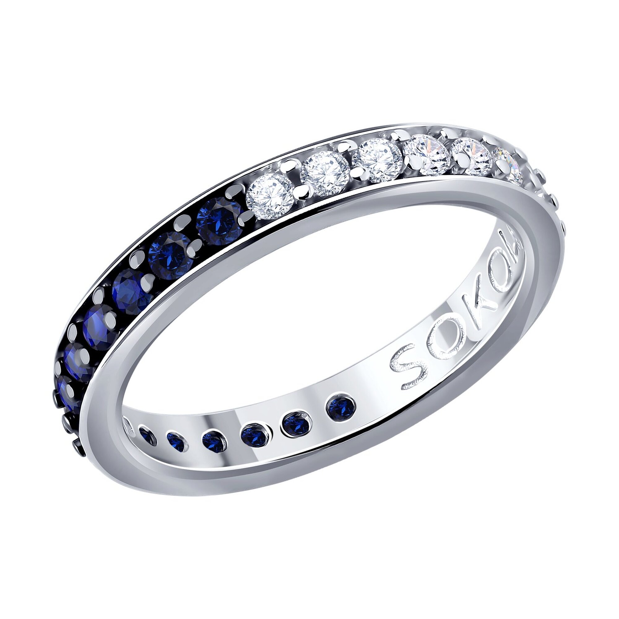 Кольцо Diamant online, серебро, 925 проба, родирование, фианит