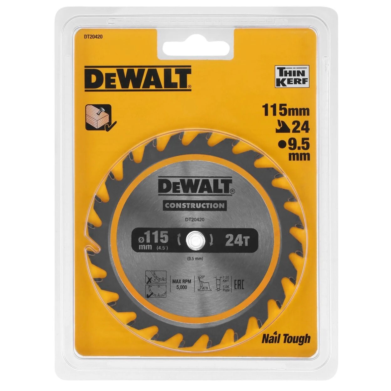 Диск пильный по дереву DEWALT DT20420, 115 мм, 24 зубца, Чистый рез.