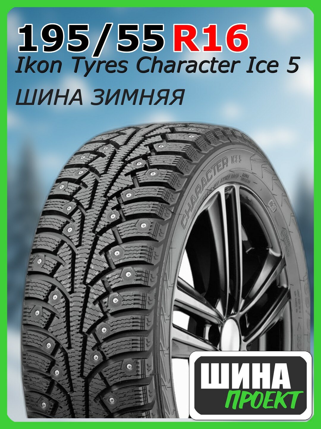 Шина зимняя шипованная Ikon Tyres 195/55/16 T 91 Ikon Character Ice 5 Ш. для легковых автомобилей TS77933