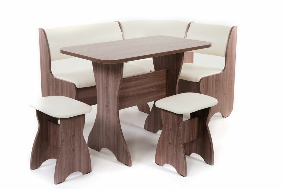 Кухонный уголок Betel тюльпан Однотон Шимо ясень темный/Борнео крем