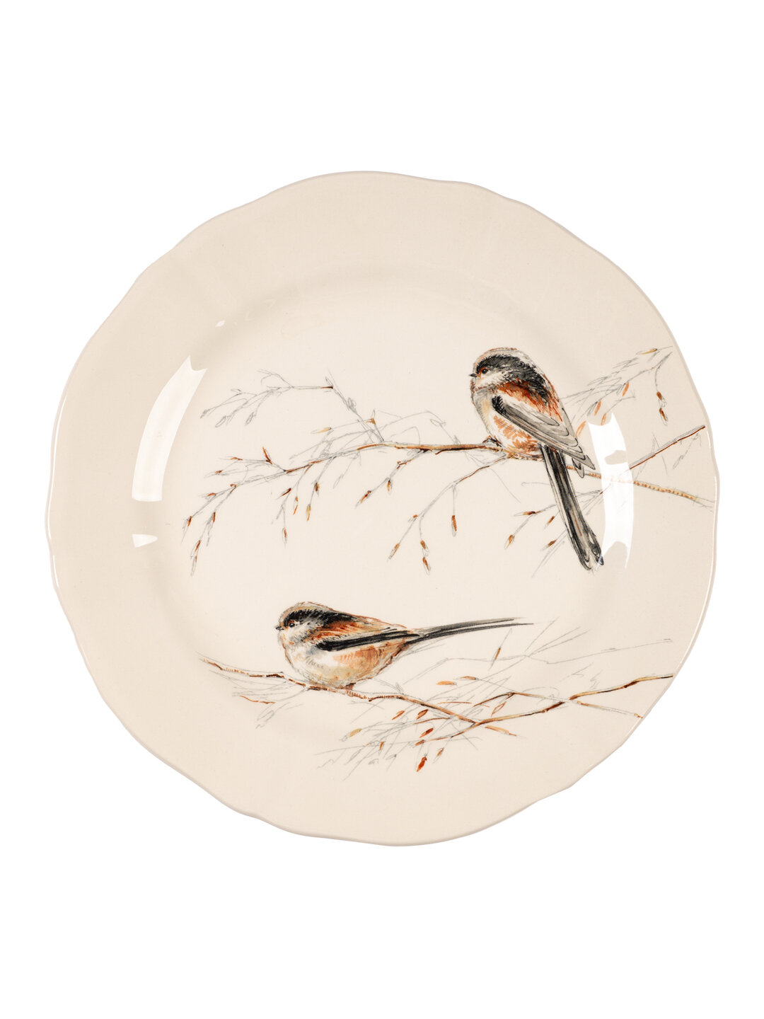 Тарелка десертная Gien Oiseaux Foret Синица, 23 см, фаянс, 1 шт.