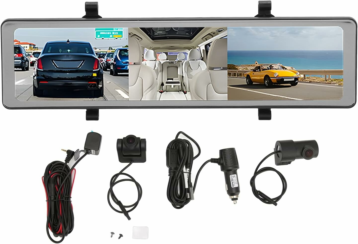 3-канальный зеркальный видеорегистратор, 10-дюймовая тройная зеркальная камера заднего вида, передняя и задняя